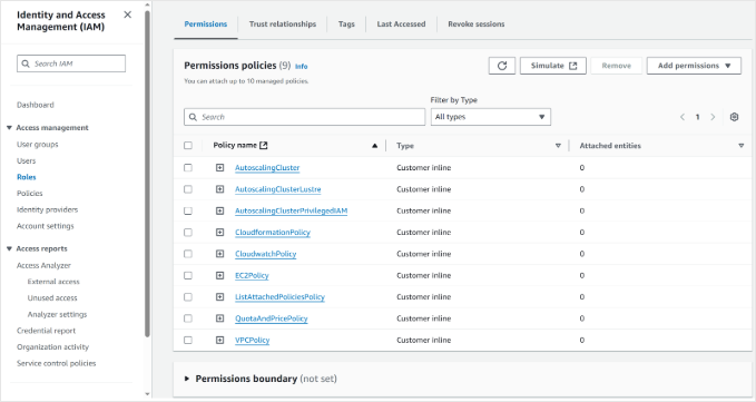 Verifying the IAM Role in AWS Console