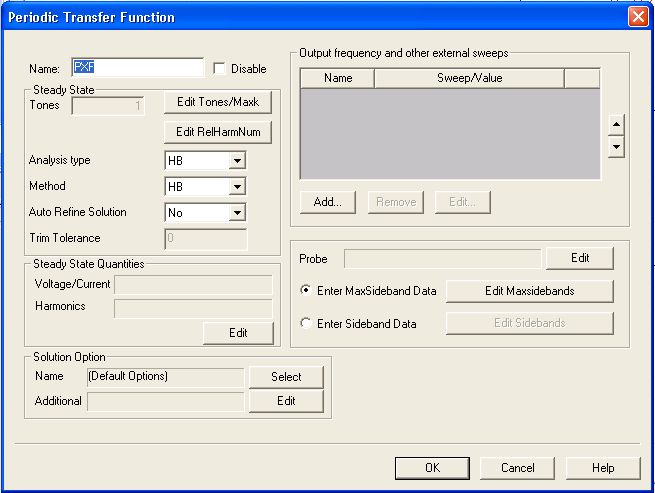 Running Periodic Transfer Function Analysis on the Schematic Editor