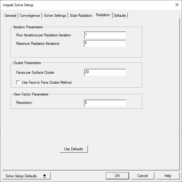 Icepak Solve Setup Dialog