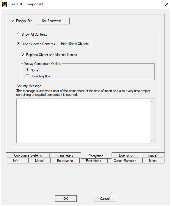 Create 3D Component Encryption Tab