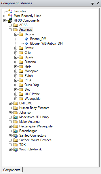 Using the Component Libraries Window