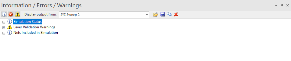 Information/Errors/Warnings Window