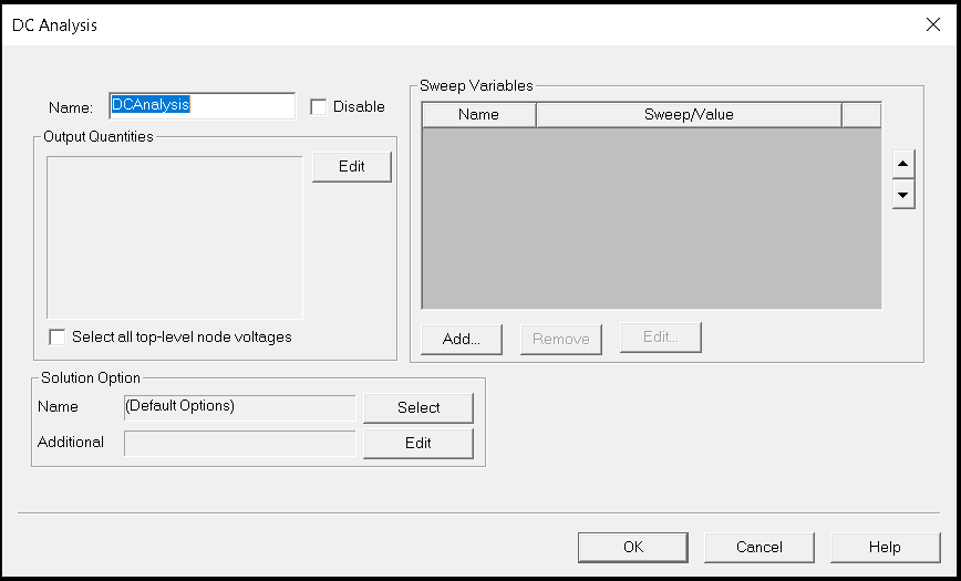 Running DC Analysis on the Schematic Editor