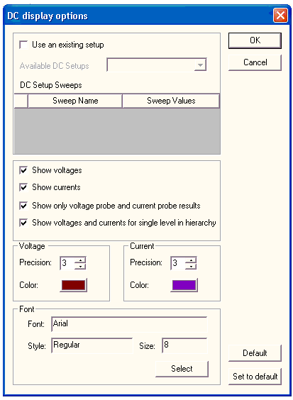 Viewing DC Bias Voltages and Currents in a Schematic