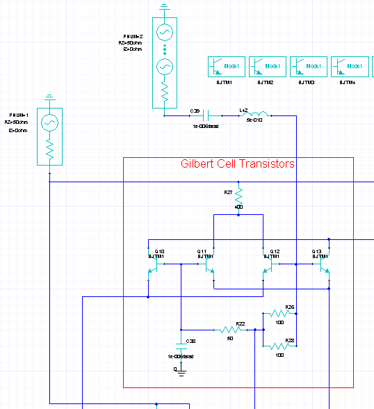 Open the Gilbert Cell Mixer Schematic