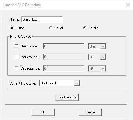 Assigning Lumped RLC Boundaries