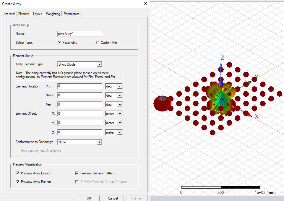 Create and Use Parametric Array in SBR+ Simulation