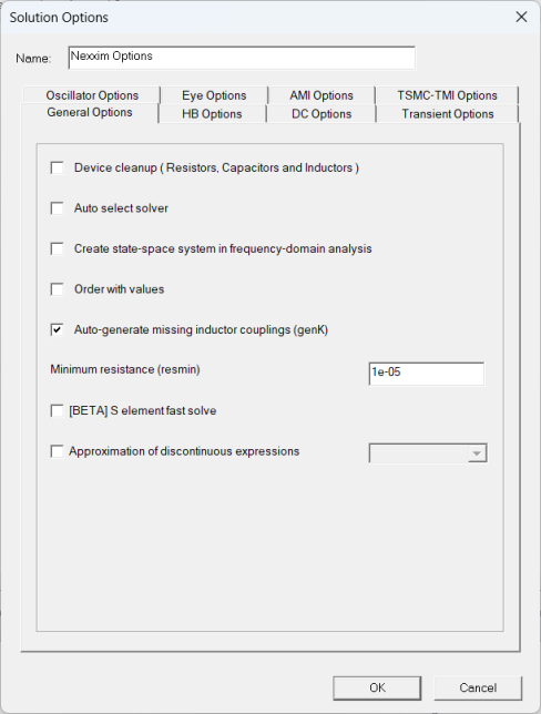Analysis-Specific Options