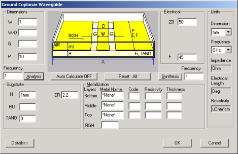 TRL Grounded Coplanar Waveguide Transmission Lines