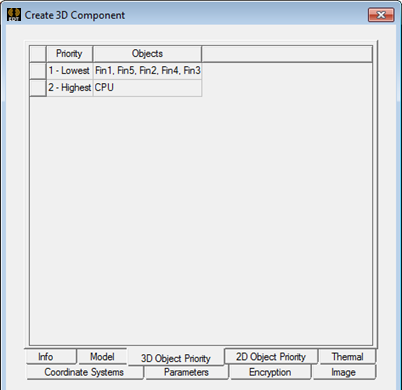 Create Component 3D Object Priority Tab