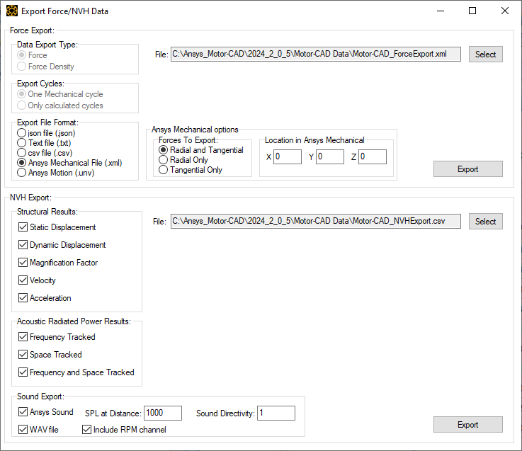 Export Force/NVH Data