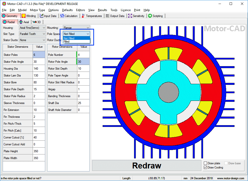 Filled Rotor Pole Space
