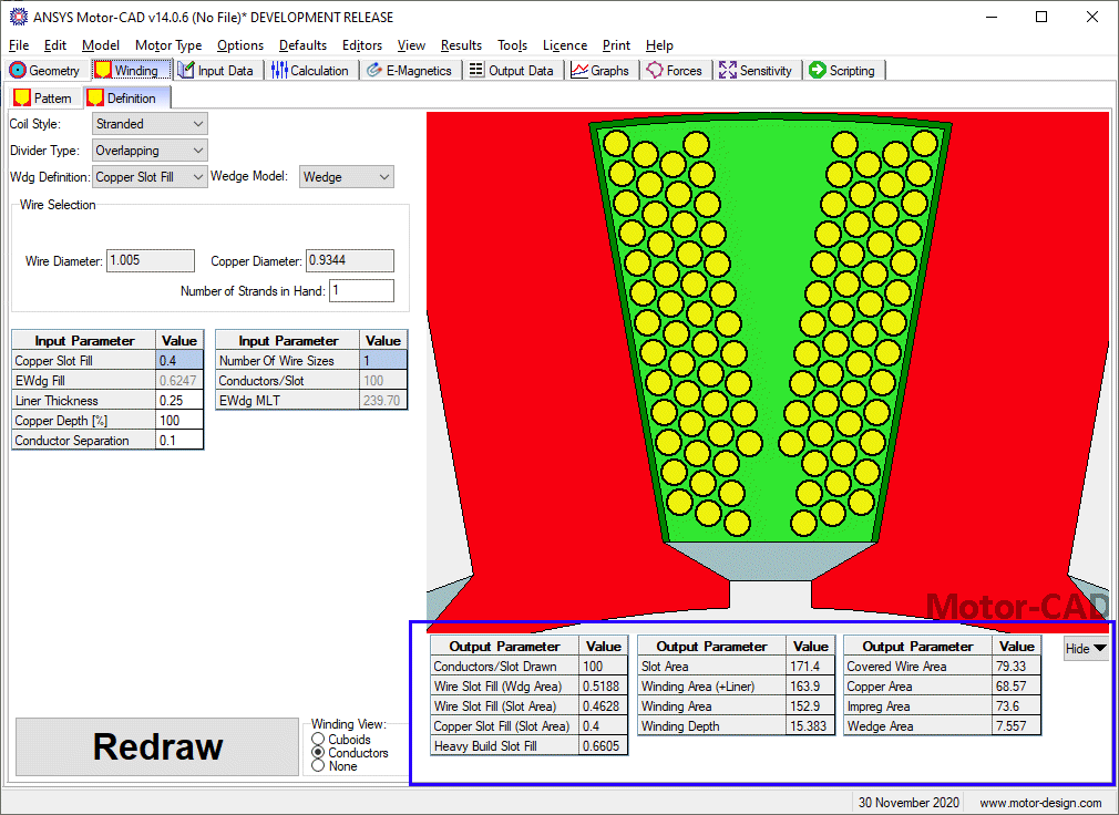 Winding Output Parameters