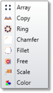 Shapes (operations group, the part designer tab)