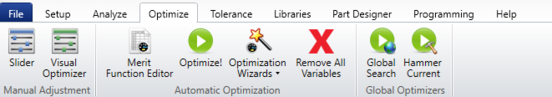 The Optimize Tab (non-sequential ui mode)
