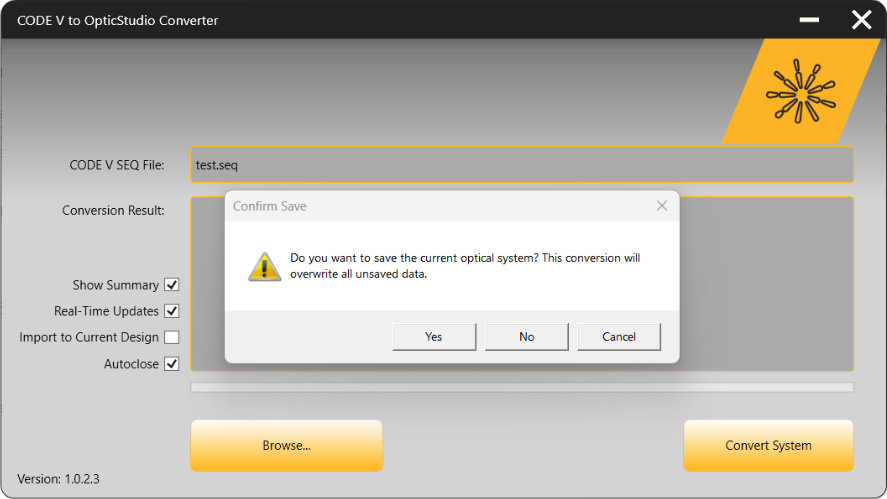 Convert CODE V to OpticStudio
