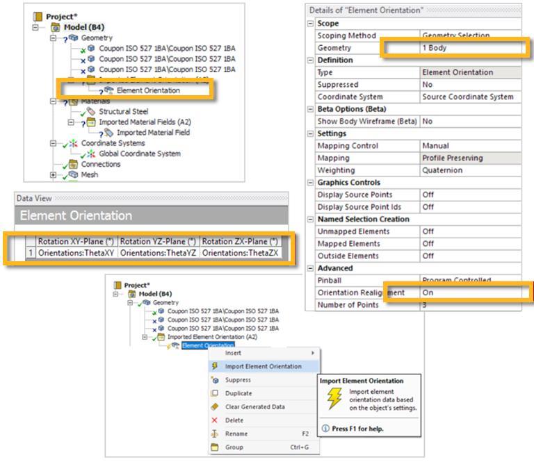 2.3. Import and Map the Fiber Orientation Tensor in Mechanical