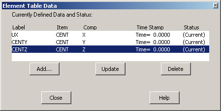 Define Element Table Data