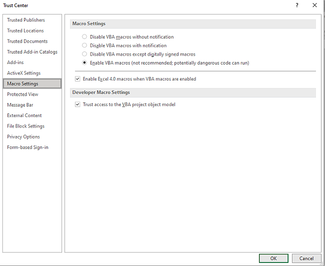 3.1.1. Excel Settings