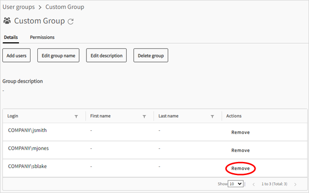 Removing a User from a User Group