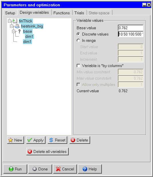 30.5. Defining a Parameter (Design Variable) Using the Parameters and optimization Panel
