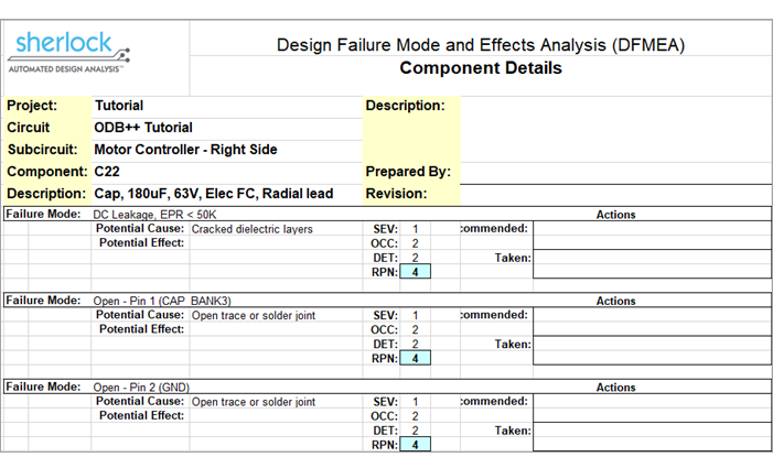 6.1. Design Failure Mode and Effects Analysis (DFMEA)