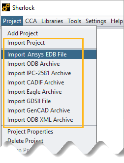 3.6. Importing Projects and ECAD Archives