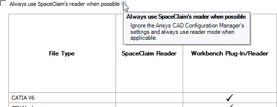Configuring the SpaceClaim Reader
