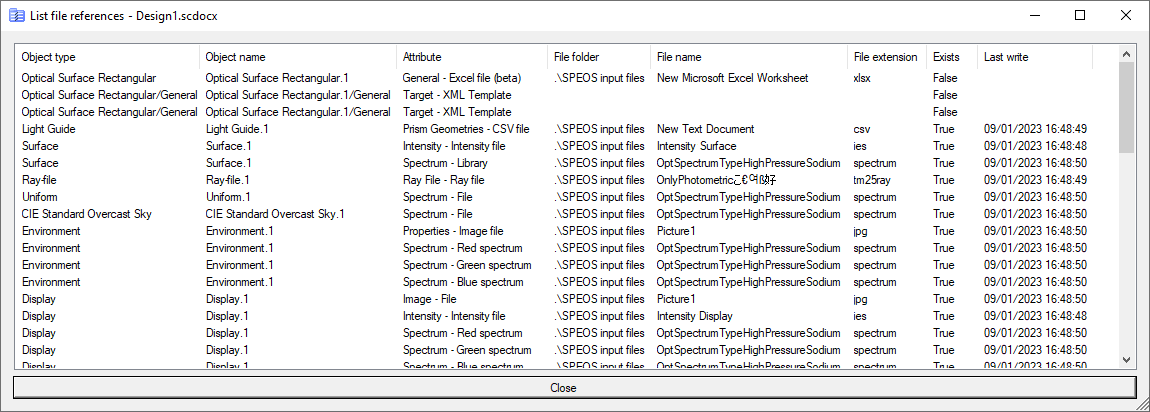 Speos Files Analysis Overview