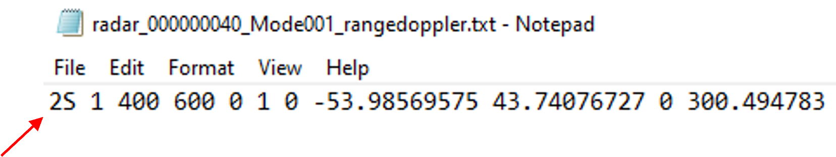 Radar Range Doppler Map Output Data