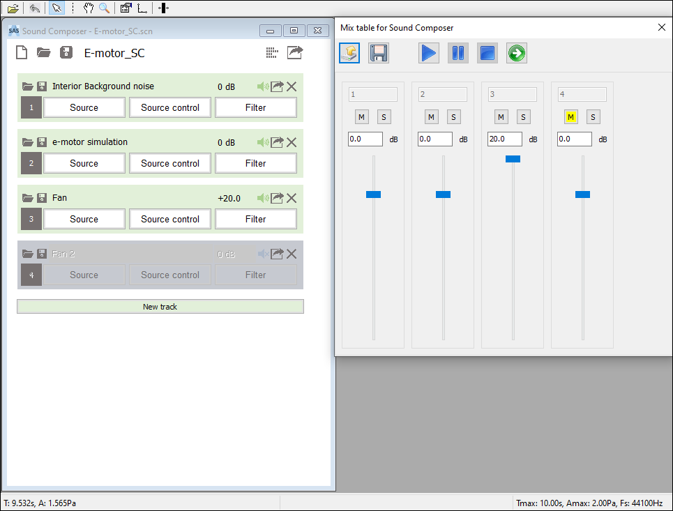 Mixing Tracks in Sound Composer