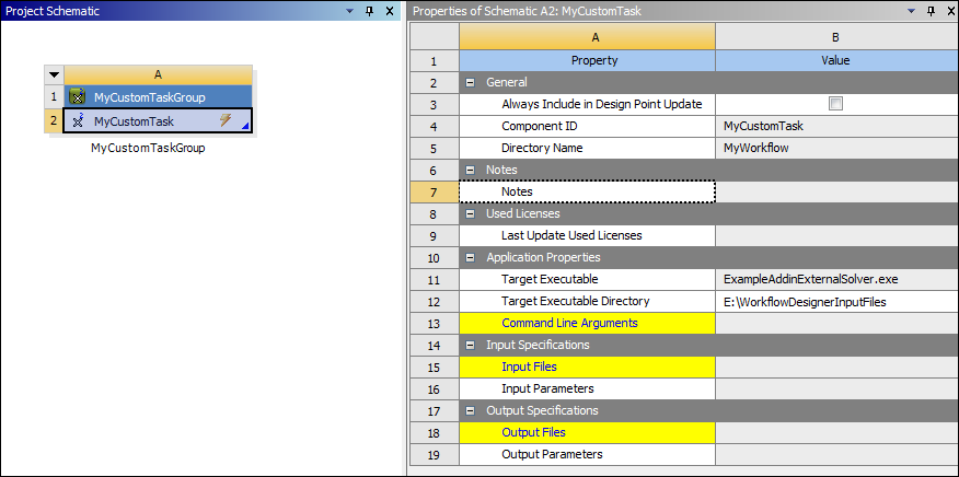 Defining Task Input and Output Properties