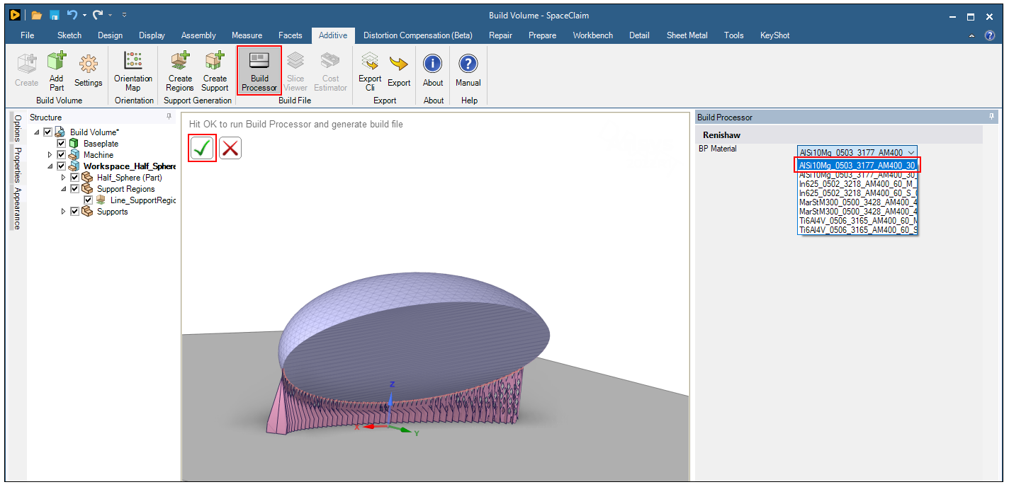6.3. Generating a Build File for Renishaw Machines