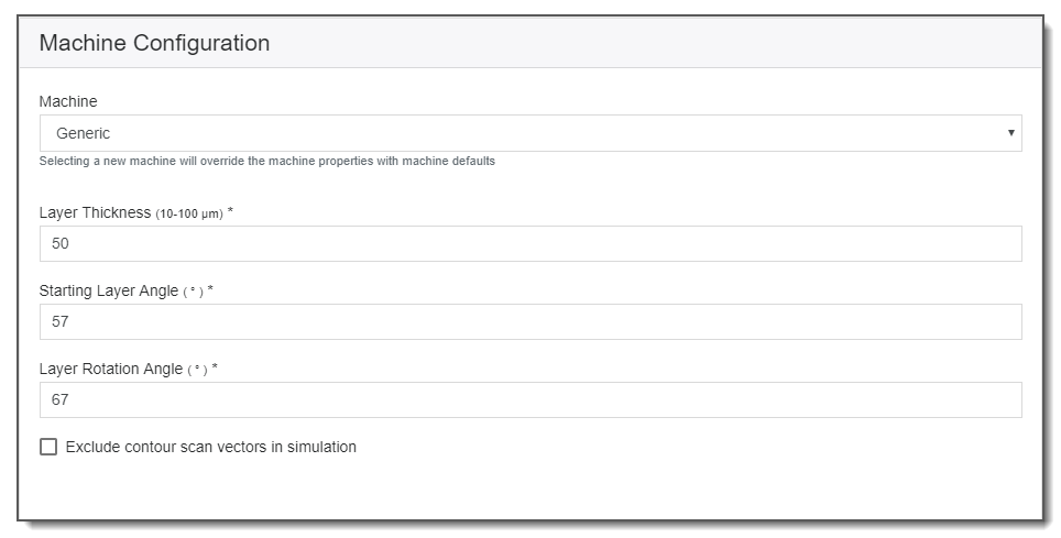 5.2. Machine Parameters for a Scan Pattern Simulation
