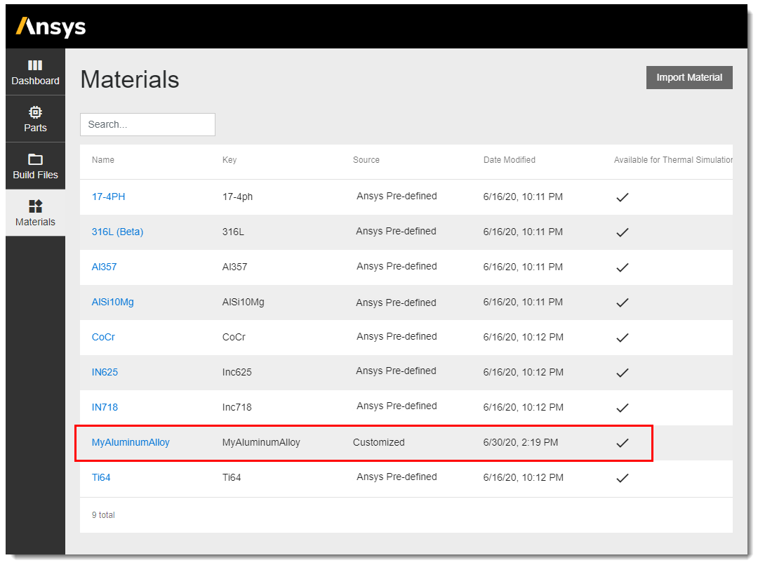 1.1. Importing a User Defined Material
