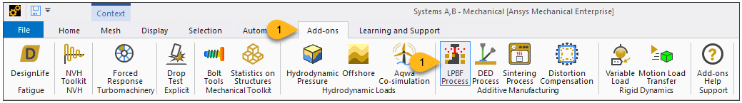 3.4. Load the LPBF Process Add-on and Open the LPBF Setup Wizard
