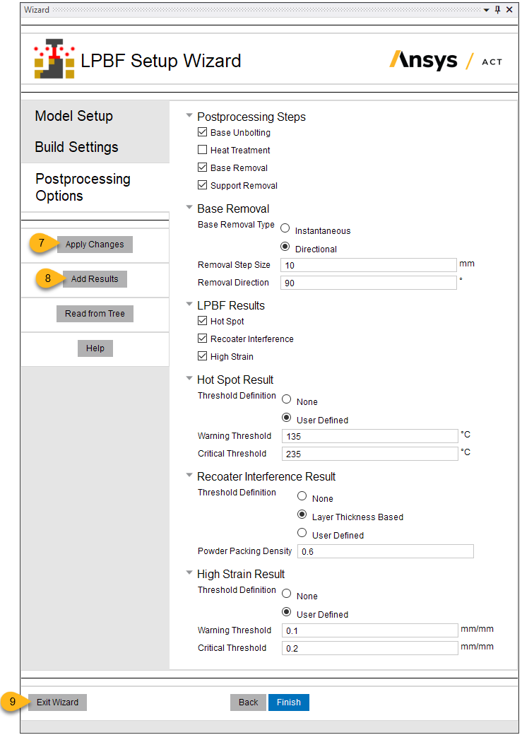 3.7. Complete Wizard Step 3 - Postprocessing Options
