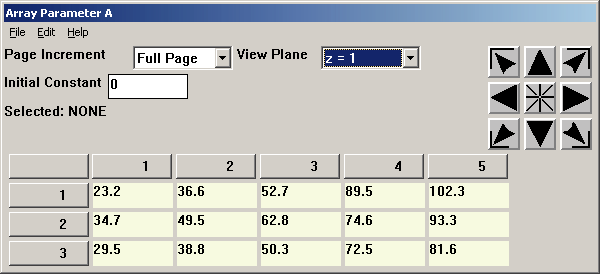 Array Parameter Editing: ARRAY Type Arrays