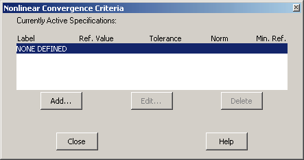 Display and Update Nonlinear Convergence Specifications