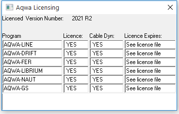 13.1. The Aqwa Licensing Dialog Box