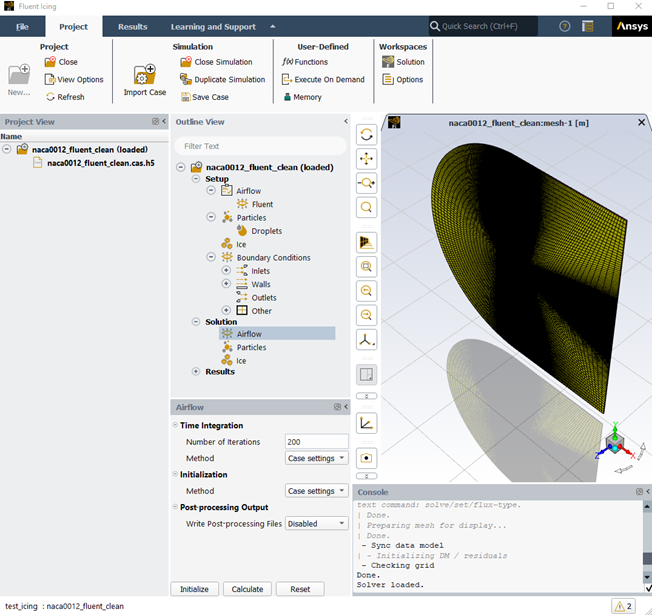 2.5. Fluent Icing Graphical User Interface Layout