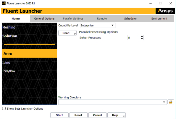 3.4. Starting Fluent Aero