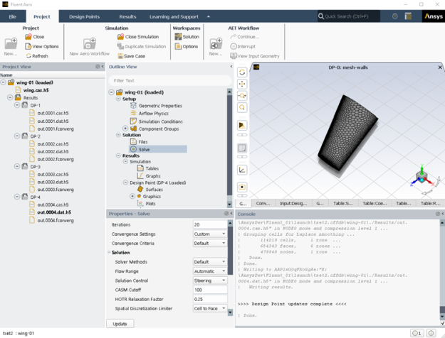 3.5. Fluent Aero Graphical User Interface