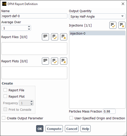 14.4. DPM Report—Spray Half-Angle