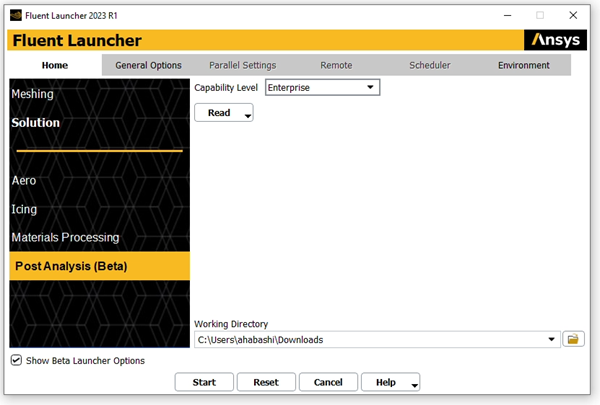 36.3. Starting and Exiting the Fluent Post-Analysis Workspace