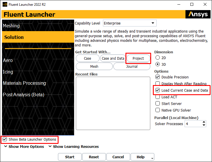 31.1. Accessing Projects from the Fluent Launcher