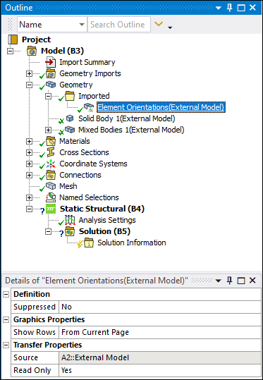 Imported: Element Orientations (External Model)