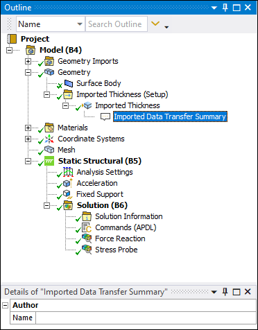 Imported Data/Load Transfer Summary