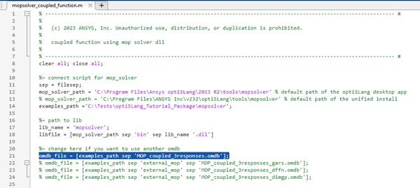Evaluation of the Metamodel of Optimal Prognosis Solver in MATLAB