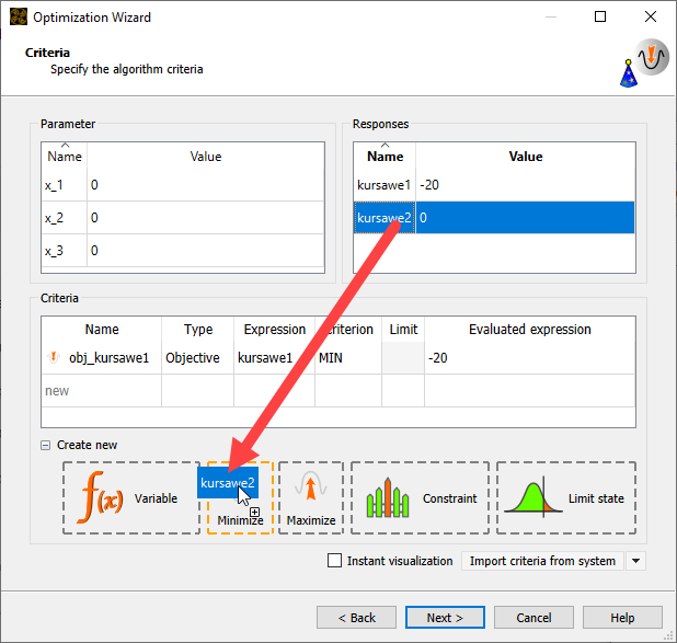 One-Click Optimization of Kursawe Functions